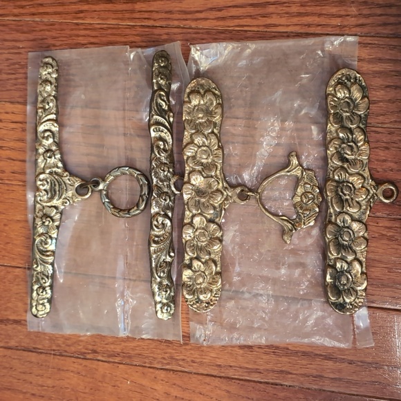 Swedish | Wall Decor | Brass Bell Pull Hardware Tapestry Hanger 4 Pc ...
